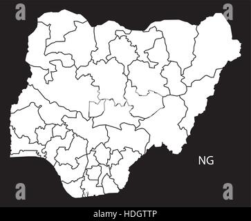 Vector regional map of Nigeria with states and administrative divisions ...