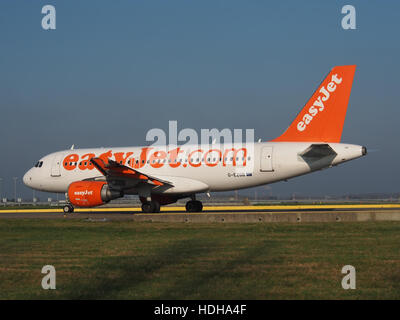 This image shows the easyJet Airbus A319-111 (registration G-EZAJ) with ...