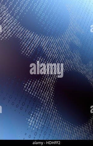 Image of binary code and data over servers Stock Photo - Alamy