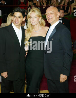 Ben Kingsley (R) arrives with Lady Alexandra Christmann (C) and his son ...