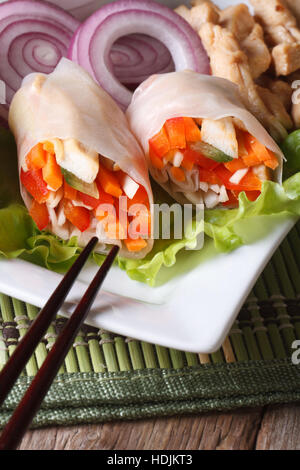 rice rolls with stuffing close-up serving , japanese cuisine Stock ...