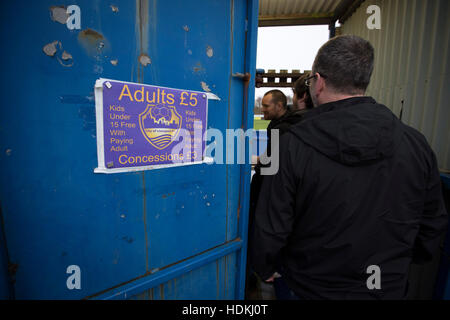 Spectators paying into the ground at the Delta Taxis Stadium, Bootle ...