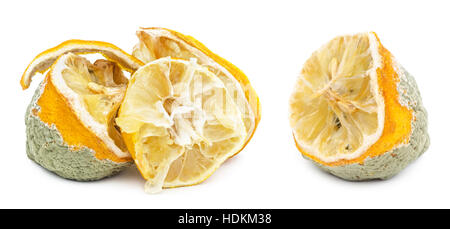 Rotten and dry lemon isolated on white background Stock Photo - Alamy