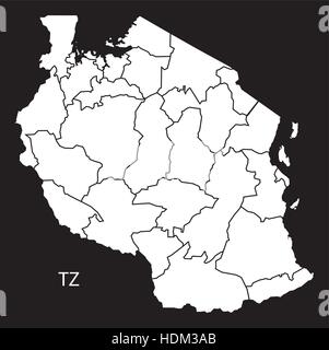 Map of Tanzania with regions. Just a simple country border map with ...