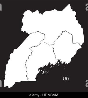 Uganda map design. Map of the country with regions in emerald-amethyst ...
