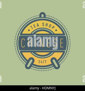 Label for Chinese tea shop monogram logo design. Vector tea shop sign ...