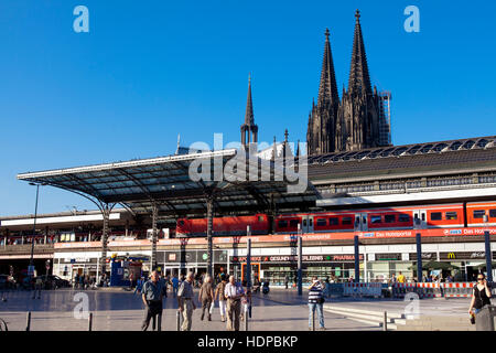 Germany, Cologne, entrance of the main station at the Breslauer square ...