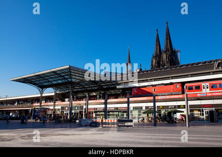 Germany, Cologne, entrance of the main station at the Breslauer square ...