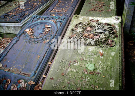 Europe, Germany, Cologne, tomb slabs at the Melaten cemetery Stock ...