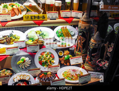 Plastic food dish in the display window of a Japanese restaurant, Tokyo ...