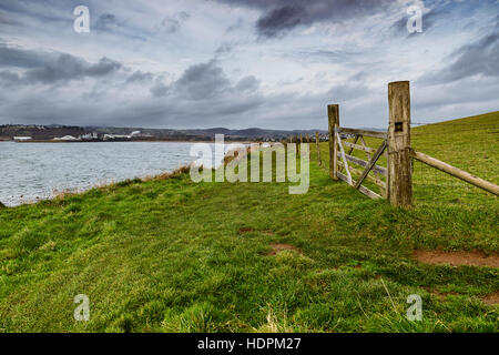 China Clay works at Par Cornwall England seen from the beach Stock ...