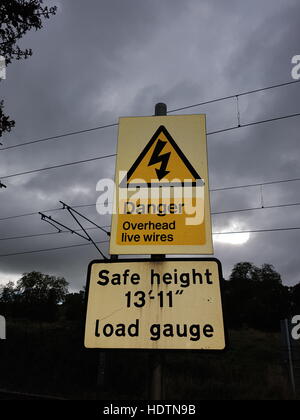 Danger of death overhead live cables electricity can kill Stock Photo ...
