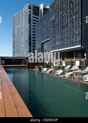 View of rooftop pool. The Old Clare Hotel, Sydney, Australia. Architect ...