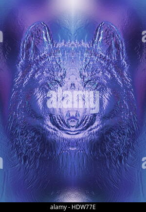 mystical smiling jackal appearence, computer metal effect graphic ...