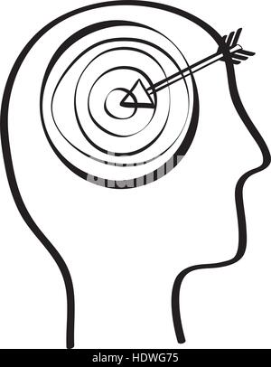 Human head profile with target inside icon Stock Vector Image & Art - Alamy