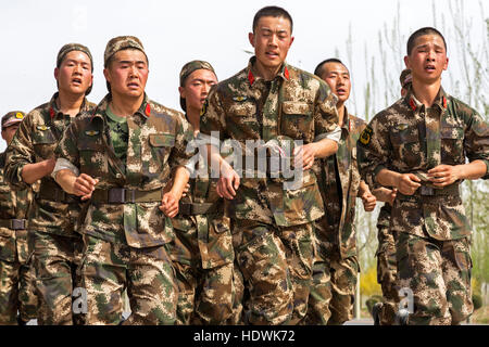 Chinese soldiers training and exercise, Wuzhong, Ningxia, China Stock ...