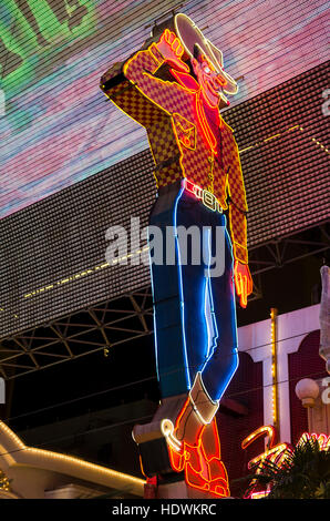 The neon cowboy is a famous neon display in Glitter Gulch in Las Stock ...