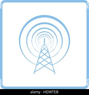 Radio antenna icon. Blue frame design. Vector illustration Stock Vector ...