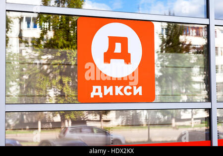 Logo of russia's retailer Dixy on the showcase of store Stock Photo - Alamy