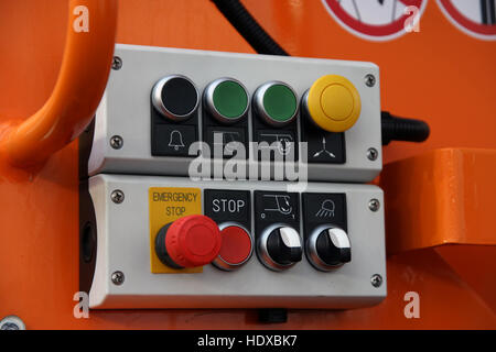 Garbage truck control panel. Recycling truck. Waste disposal truck ...