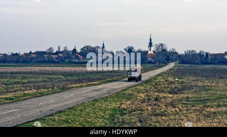 Tractor with two trailers Stock Photo - Alamy
