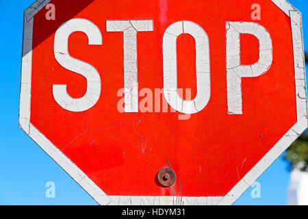 the stop signal write in south africa and sky Stock Photo - Alamy