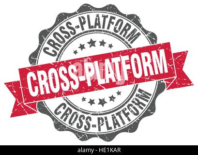 cross-platform stamp. cross-platform sign. round grunge label Stock ...