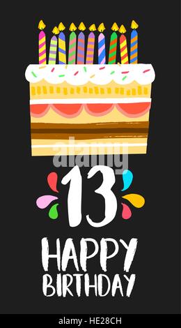 Thirteen years anniversary, 13 number shaped birthday candle with fire ...