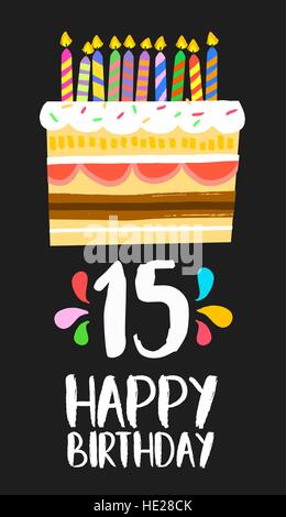 Fifteen years anniversary, 15 number shaped birthday candle with fire ...