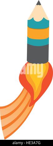 pencil with fire flames icon over white background. start-up concept ...