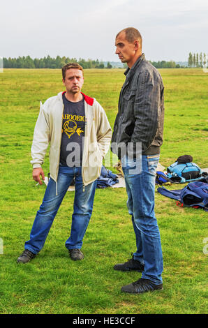 Parachutists - 2014. Parachutists in airfield. Talk Stock Photo - Alamy