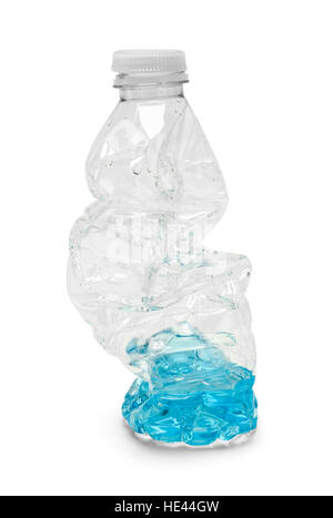 empty crushed water bottle on white background Stock Photo - Alamy