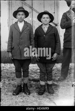 Two portraits, 1940s historic history, bygone image of old Romanian ...