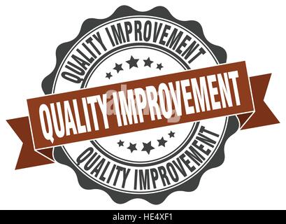 quality improvement sign. quality improvement round ribbon sticker ...