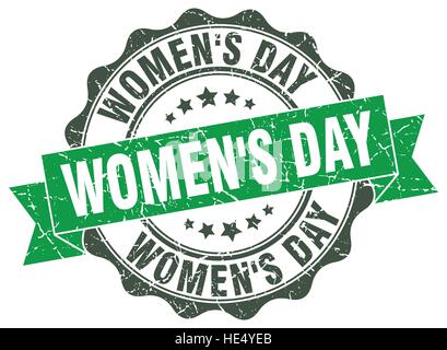 women's day stamp. women's day sign. round grunge label Stock Vector ...