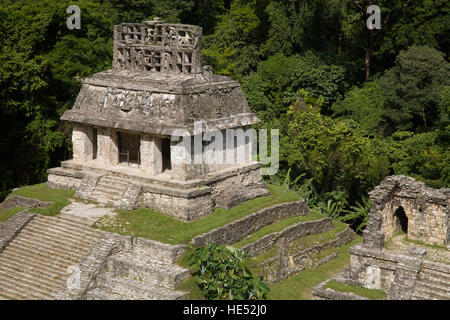 Temple of the Sun ruins of the Maya city of Palenque; Chiapas, Mexico ...