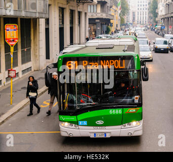 A bus stop in Milan, Lombardy, Italy sponsored by the fast-food giant ...
