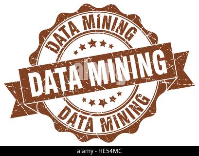 data mining round stamp with ribbon. sign. label Stock Vector Image ...