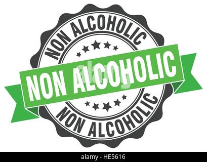 non alcoholic sign. round ribbon label set. Stamp Stock Vector Image ...