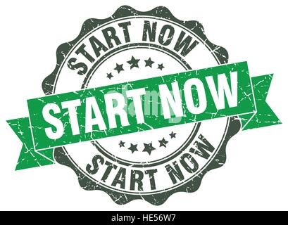 start now stamp. start now sign. round grunge label Stock Vector Image ...