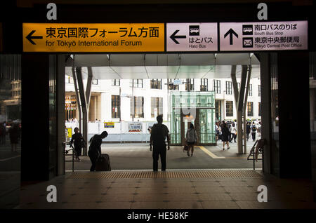 The classic architecture of the Tokyo JR train station contrasts with ...
