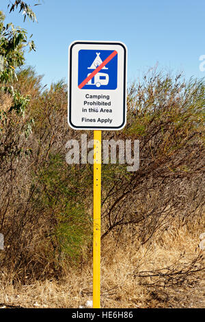 Camping Prohibited Sign, Western Australia Stock Photo - Alamy