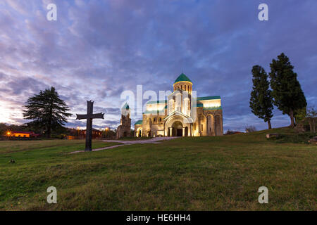 Famous Bagrati Cathedral and summer sky with clouds in Kutaisi, the ...