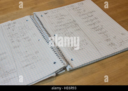 Math Notebook Open Messy Handwriting Stock Photo - Alamy