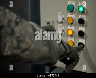Senior Airman Eddy Santibanez, 721st Aerial Port Squadron, prepares to ...