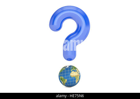 Earth globe with question mark illustration Stock Photo - Alamy