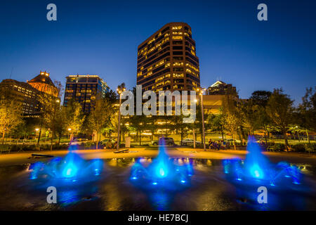 Lebauer Park at night, in downtown Greensboro, North Carolina Stock ...