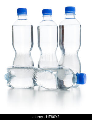small plastic bottle with mineral water on a white background Stock ...