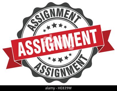 assignment round stamp with ribbon. sign. label Stock Vector Image ...
