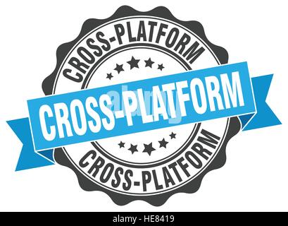 cross-platform stamp. cross-platform sign. round grunge label Stock ...
